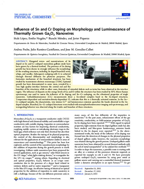 Pdf Influence Of Sn And Cr Doping On Morphology And Luminescence Of Thermally Grown Ga 2 O 3