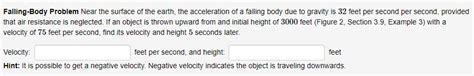 Solved Falling Body Problem Near The Surface Of The Earth Chegg