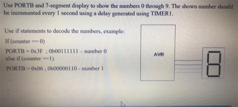 solved use portb and 7 segment display to show the numbers 0