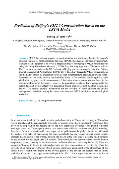 pdf prediction of beijing s pm2 5 concentration based on the lstm model