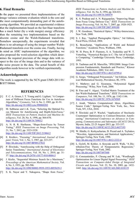 Efficiency Analysis Of The Autofocusing Algorithm Based On Orthogonal