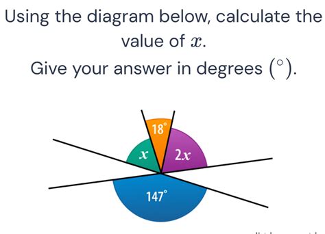 solved using the diagram below calculate the value of x give your