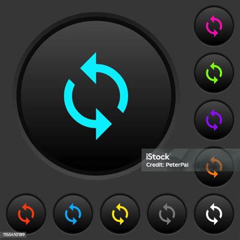 Programming Loop Dark Push Buttons With Color Icons Stock Illustration