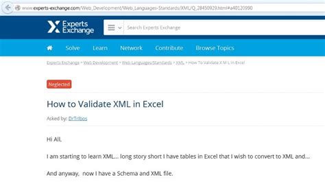 Solved How To Validate XML In Excel Experts Exchange