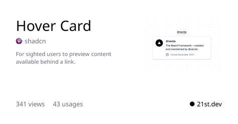 Hover Card 21stdev Discover Share And Craft Ui Components 21stdev