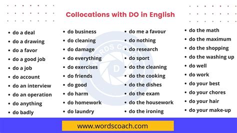 45 Collocations With Do In English Word Coach