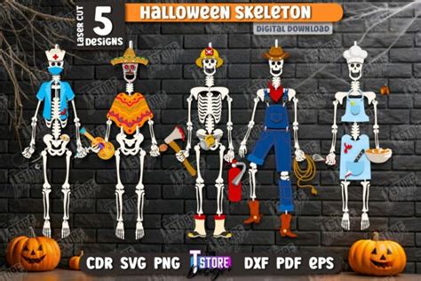 Halloween Skeleton Laser Cut Bundle CNC Graphic By The T Store Design Creative Fabrica