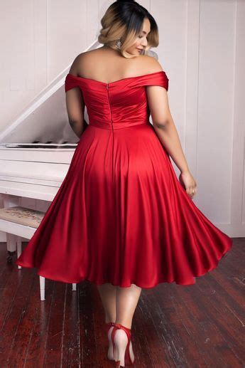 Xpluswear Design Plus Size Cocktail Party Midi Dresses Elegant Purple