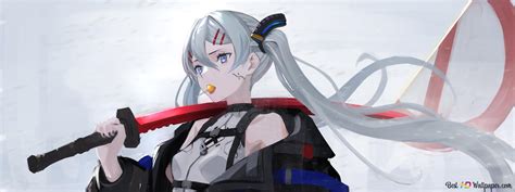 White Hair Girl Using Katana 4k Wallpaper Download
