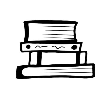 흰색 배경에 고립 된 손으로 그린 낙서 책 스택 아이콘 간단한 벡터 독서 취미 학교 책 그림 교육 개념 도서관 로고 디자인 서식