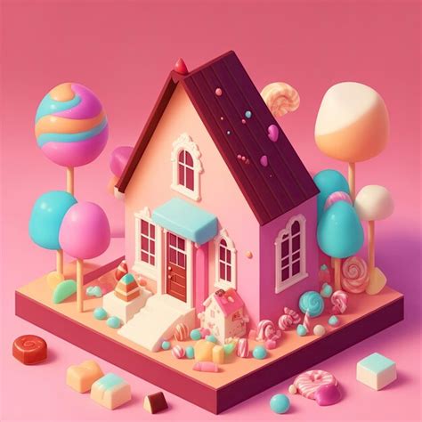 Premium Ai Image A Fancy Candy House With Sweets And Chocolate Minimal Background
