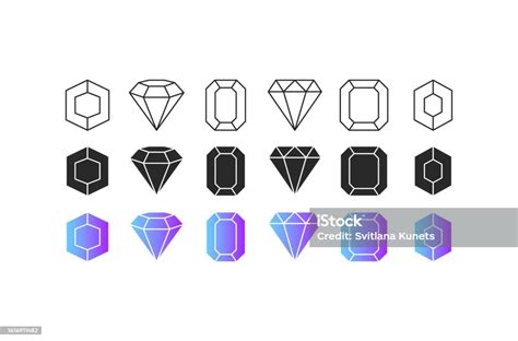 Gems Icons Different Style Color Ruby Icon Emerald And Diamond Gems For