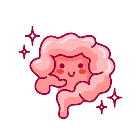 Intestines Cute Character In Kawaii Style A Healthy Organ From The