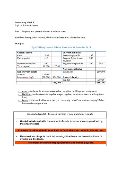 accounting week 3 notes accounting week 3 topic 3 balance sheets