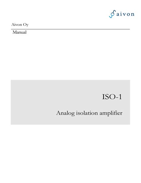 Analog Isolation Amplifier