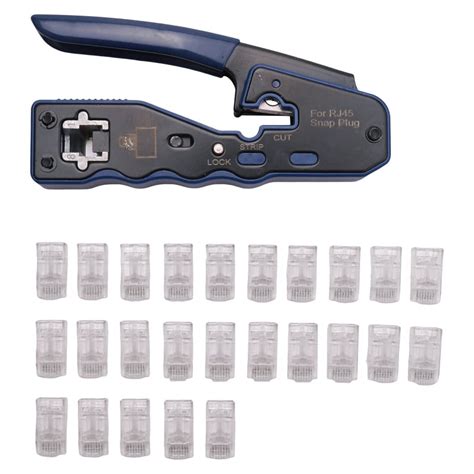 Ethernet Rj45 Pass Through Crimping Tool Bundle With Cat6 Rj45 Pass