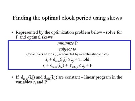 Sequential Timing Optimization Long Path Timing Constraints Data