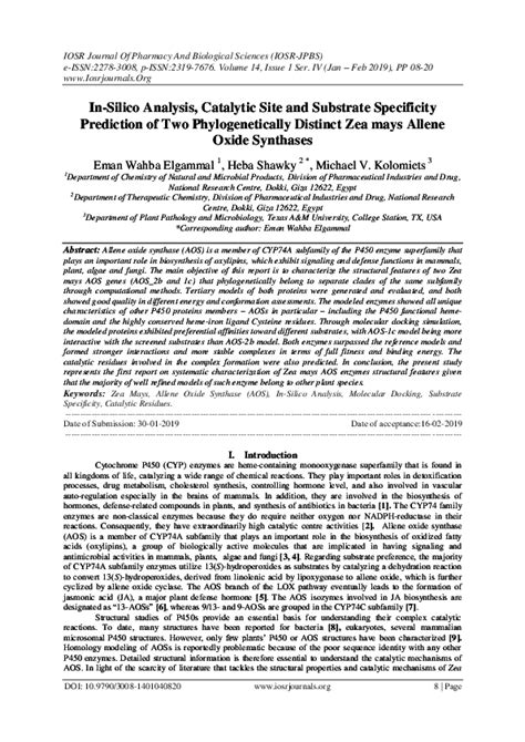 Pdf In Silico Analysis Catalytic Site And Substrate Specificity Prediction Of Two