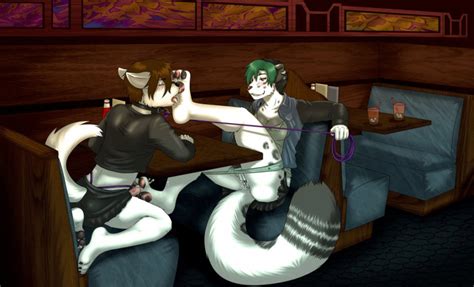 Rule 34 Booth Seating Bottomwear Clothing Collar Duo Exhibitionism