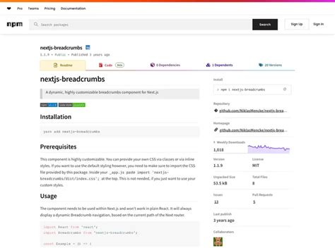 Nextjs Breadcrumbs By Niklasmencke A Nextjs Template Built At