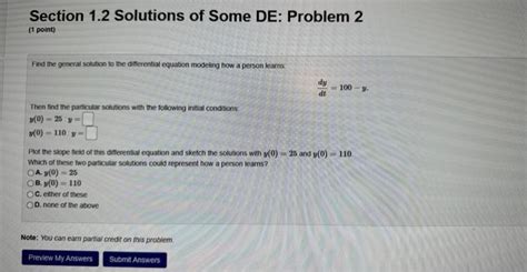 solved section 1 2 solutions of some de problem 2 1 point