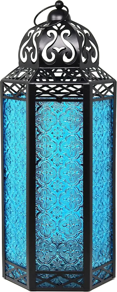 لامپ نگهدارنده شمع فانوس مراکشی کف تزئینی فلزی مشکی بسیار بزرگ داخل