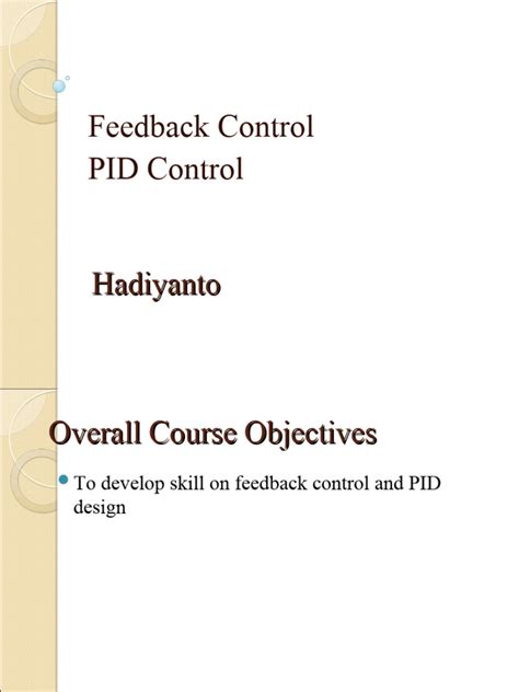 Feedback Control Pid Control Hadiyanto Pdf Control Theory Systems Engineering