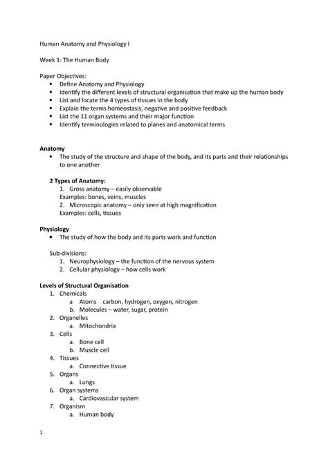Lectures 1 To 5 Heal505 Human Anatomy And Physiology I Aut Thinkswap