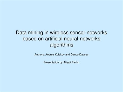Ppt Data Mining In Wireless Sensor Networks Based On Artificial