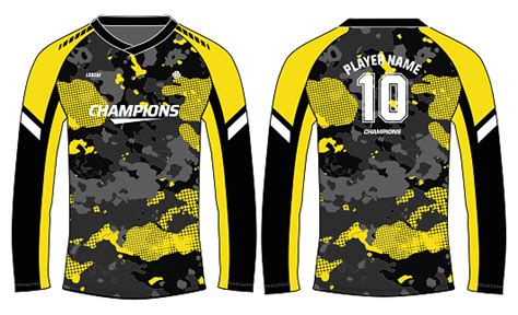 긴 소매 레이싱 티셔츠 스포츠 저지 디자인 컨셉 벡터 템플릿 앞면뷰가 있는 추상적인 패턴 모토크로스 저지 컨셉 크리켓 축구 배구