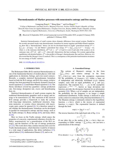 Pdf Thermodynamics Of Markov Processes With Nonextensive Entropy And