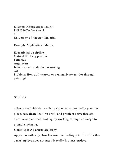 Example Applications Matrixphl310ca Version 31university Docx