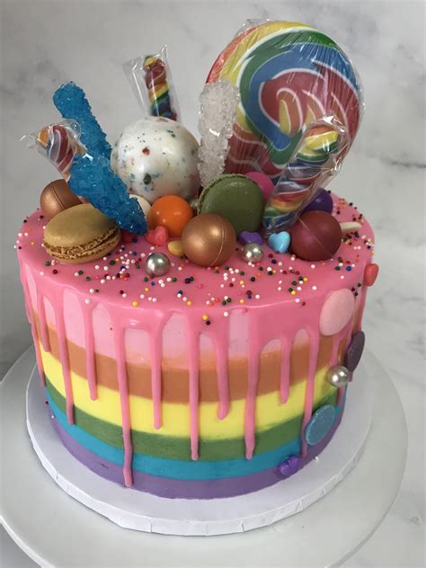 Rainbow Candy Drip Cake I Made Last Weekend Rbaking