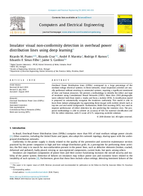 Pdf Insulator Visual Non Conformity Detection In Overhead Power Distribution Lines Using Deep