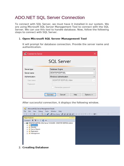 Sql Server Connection Pdf Microsoft Sql Server C Sharp Programming Language
