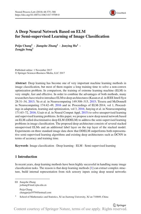 A Deep Neural Network Based On ELM For Semi Supervised Learning Of Image Classification