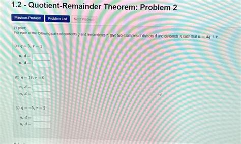 solved for each of the following pairs of quotients q and