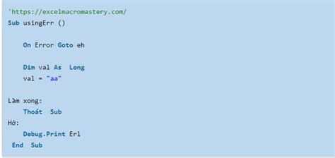HƯỚng DẪn XỬ LÝ LỖi Vba ĐẦy ĐỦ Học Excel Online Miễn Phí