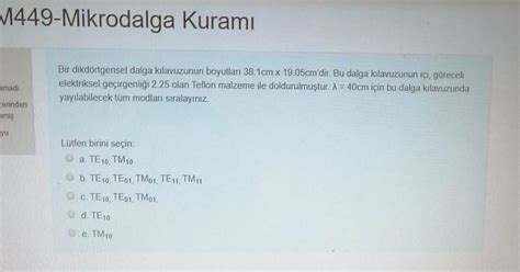 Solved The Dimensions Of A Rectangular Waveguide Are Cm Chegg