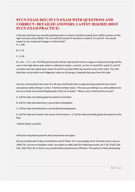 pccn exam 2025 pccn exam with questions and correct detailed answers