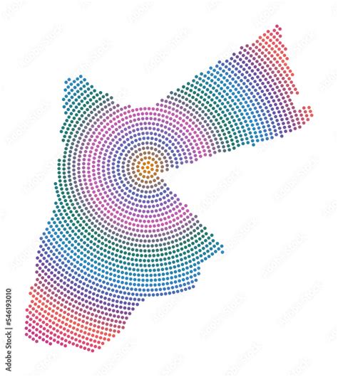 Jordan Dotted Map Digital Style Shape Of Jordan Tech Icon Of The Country With Gradiented Dots
