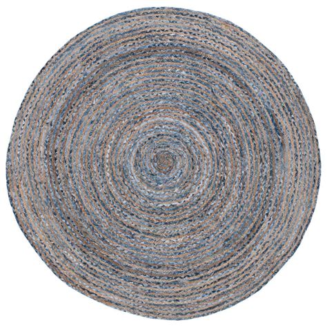 Safavieh Cape Cod Blue Natural 6 Ft X 6 Ft Striped Border Round Area Rug Cap202m 6rw The