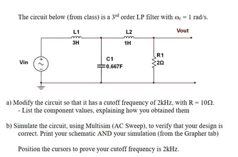 The Circuit Below From Class Is A 3rd Order Lp