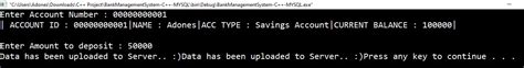 Bank Management System Project In C And Mysql Database