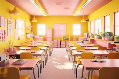 Premium Ai Image Empty Classroom With Colorful Atmosphere