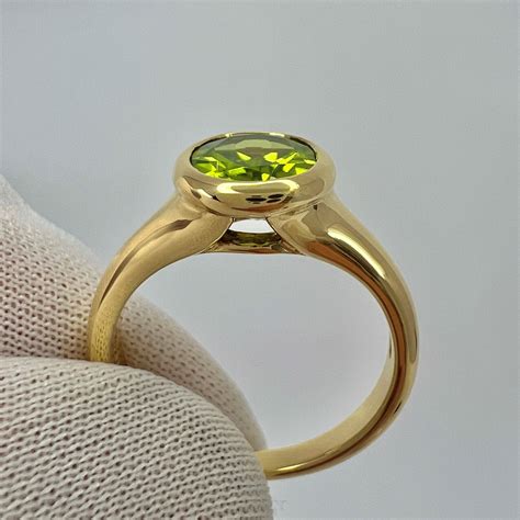 Rare Bvlgari Green Peridot Oval 18k Yellow Gold Signet Style Bezel