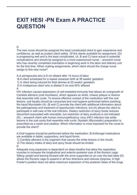 EXIT HESI PN Exam A PRACTICE QUESTION WITH SOLUTIONS 2024 HESI PN EXIT Stuvia US