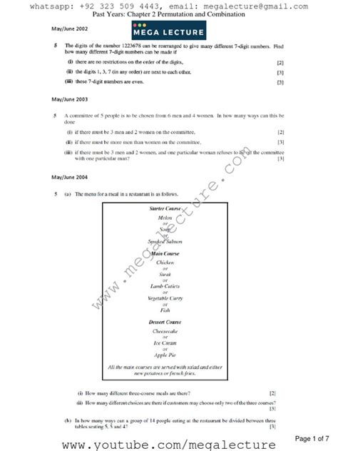 Chapter 2 Permutations And Combinations Past Years 2002 To 2010 Pdf