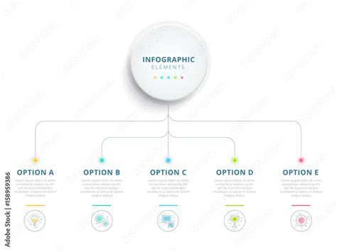 Clean Minimalistic Business Step Process Chart Infographics With Step Circles Bright