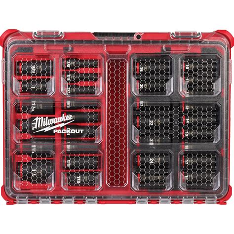 MILWAUKEE Shockwave Impact Duty Packout 1/2" Drive Deep Socket Set, 31 ...